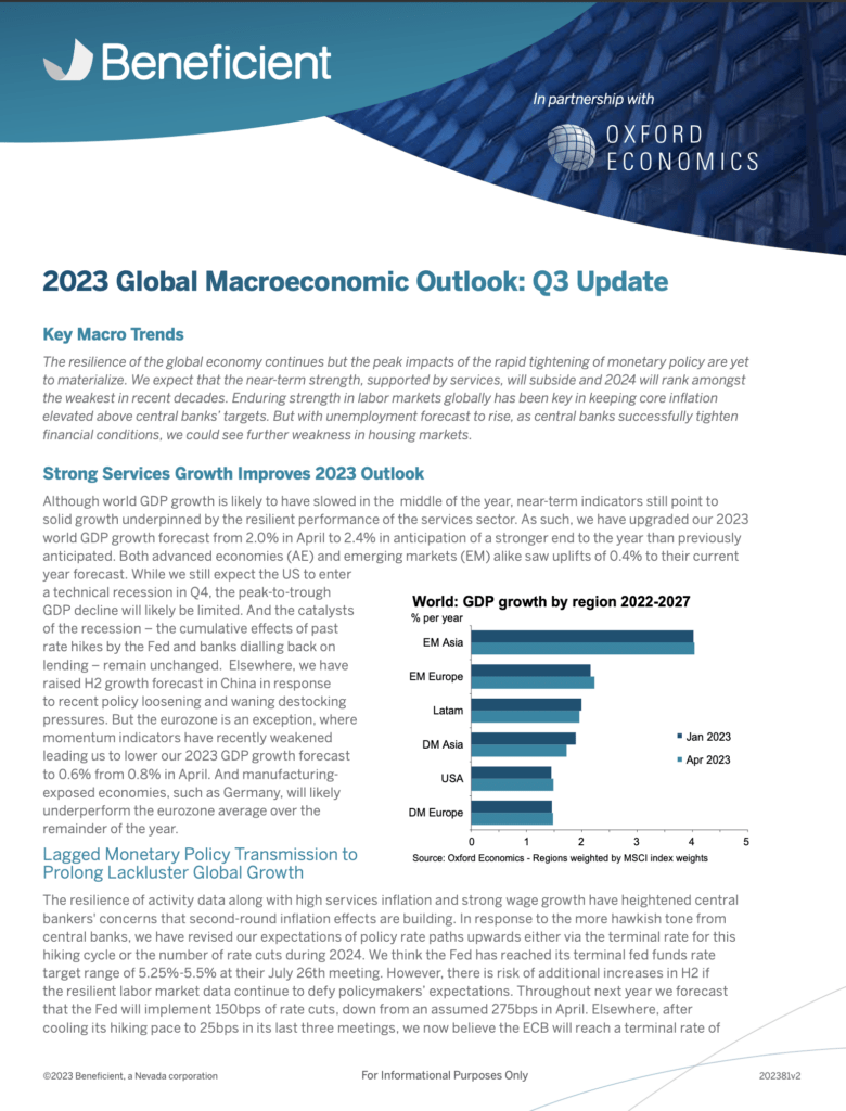 Global Macroeconomic Outlook: 2023 Q3 Update | Beneficient